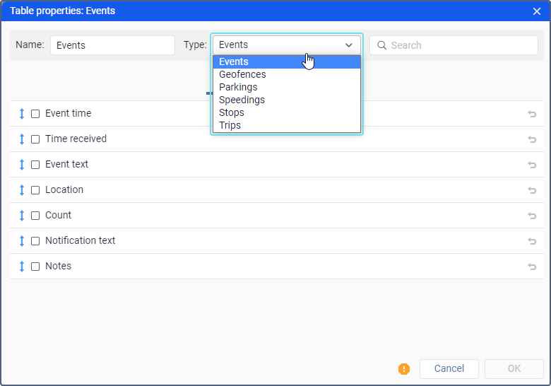 Table Types | LeaseControl | Help center